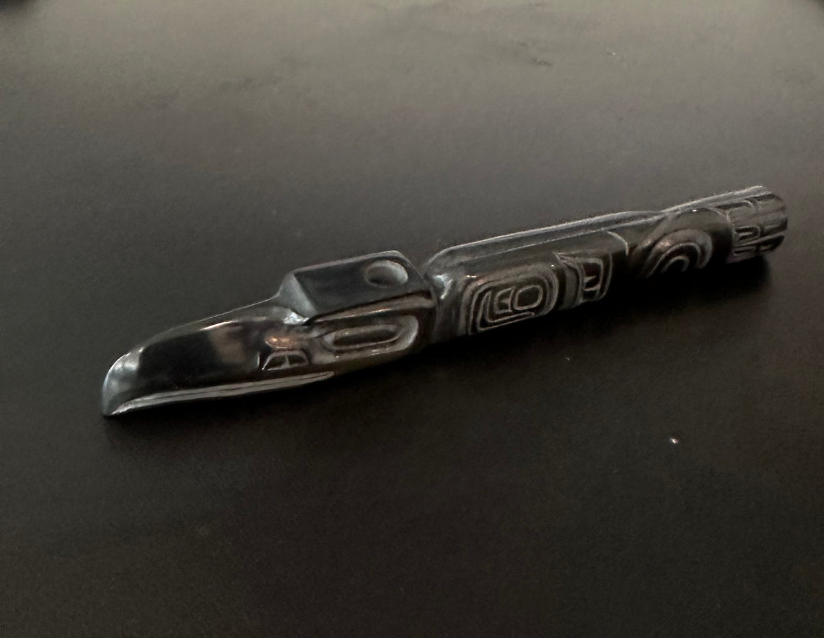 Detailed Argillite Raven Pipe By Bernard Kerrigan of Masset – Haida ...