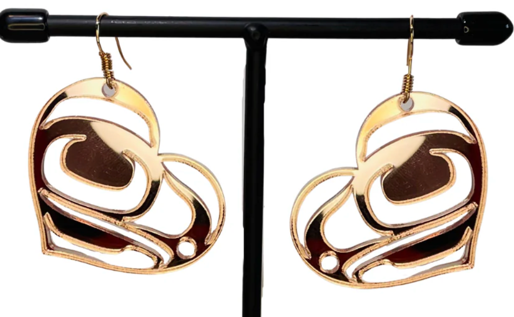 Totem Design House Heart Earrings – Haida Gwaii Museum Gift Shop